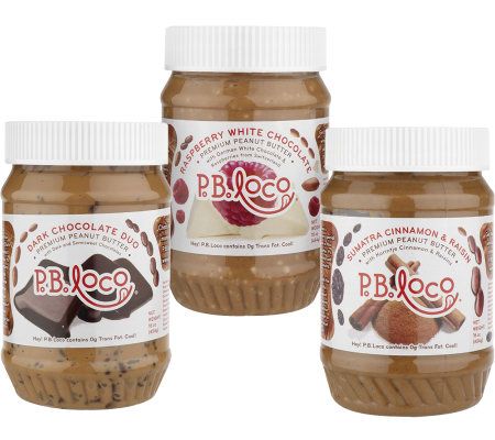 P.B. Loco (3) 16oz. Jars Gourmet Flavored Peanut Butter - QVC.com