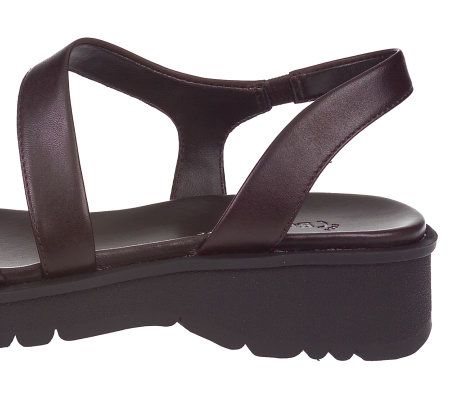 Bare Traps Leather Double Strap Comfort Slides with Backstrap - QVC.com
