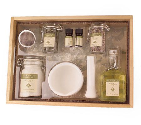 Aroma Aria 9pc Apothecary Bath and Body Set with Wood Tray - QVC.com