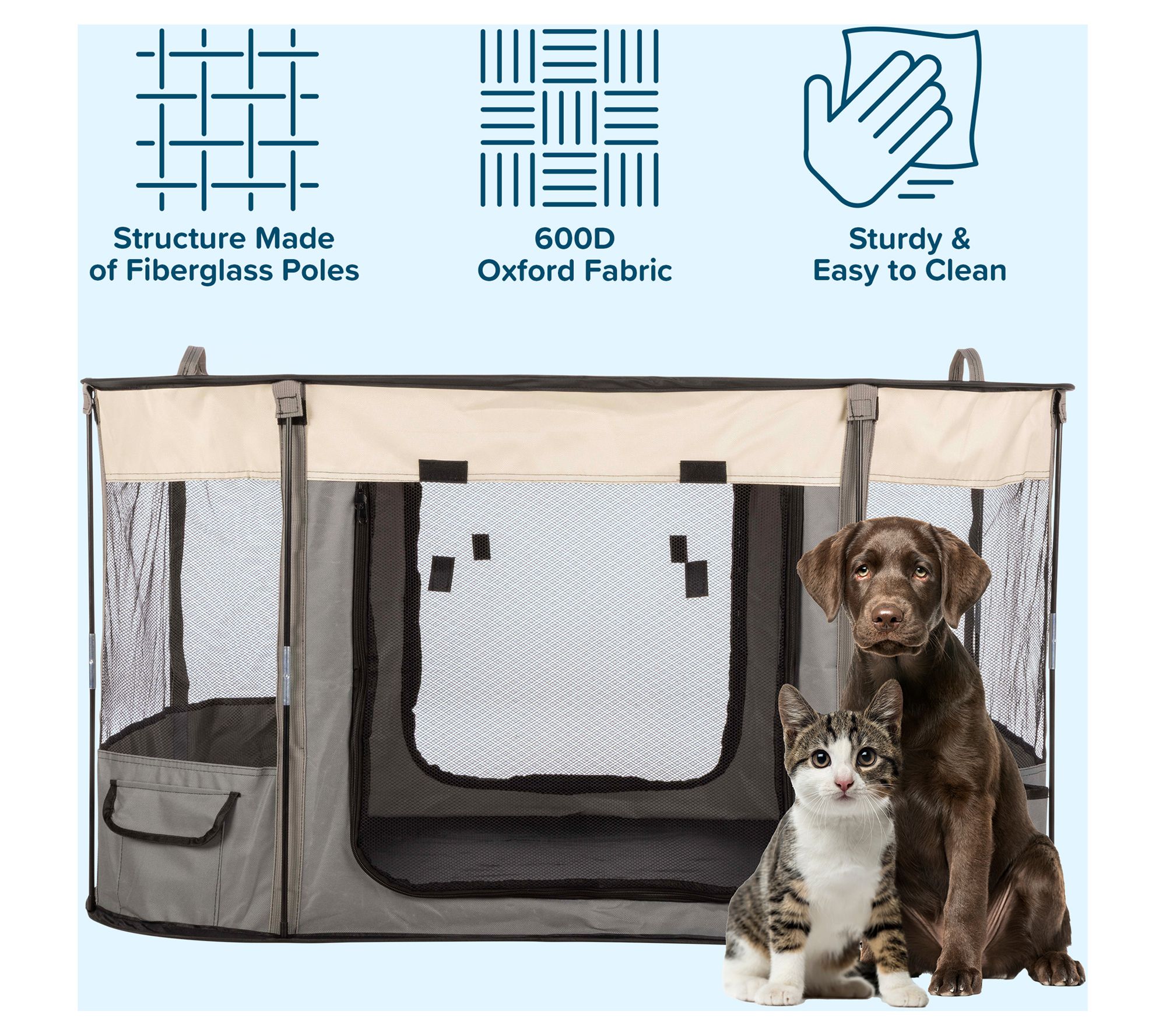 Petmaker Dog Playpen with Mesh Windows & Zippered Doors - QVC.com