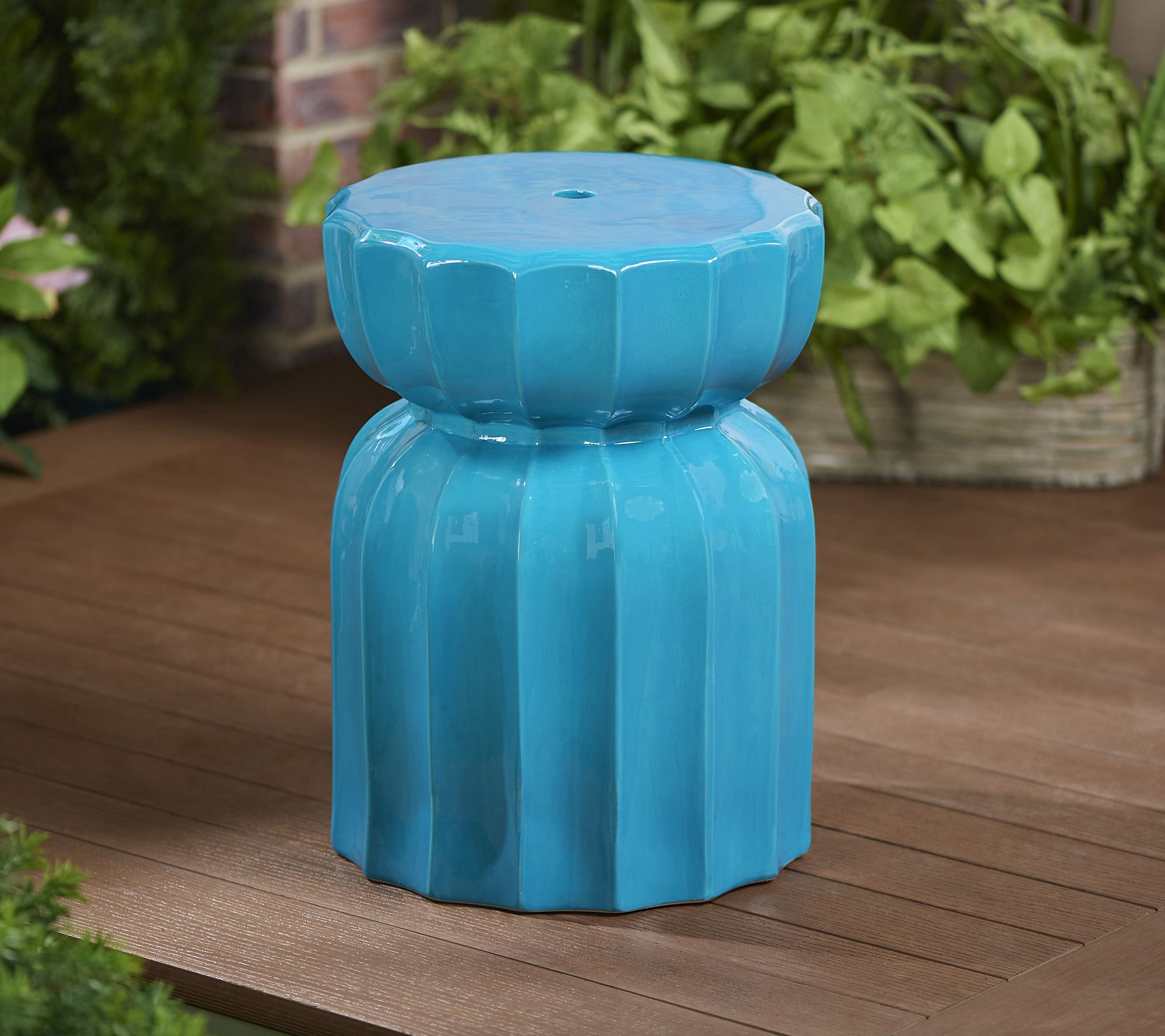 "As Is" Garden Reflections Scalloped Ceramic Garden Stool - QVC.com