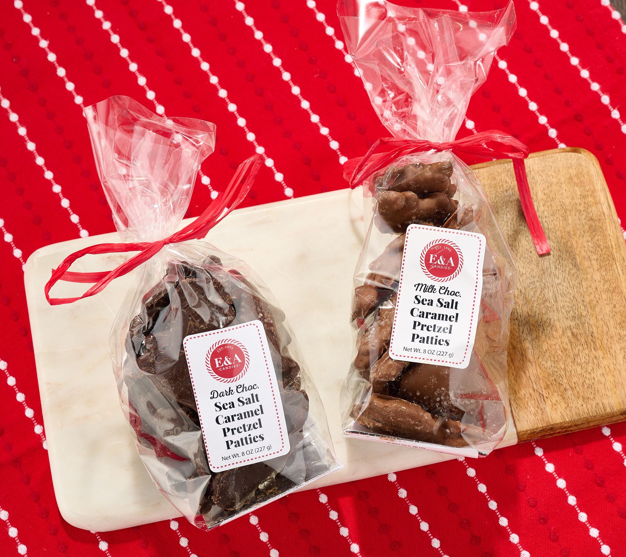 SH12/8 E&A Candies (2) 8oz Bags Sea Salt Caramel Crunch Clusters - QVC.com