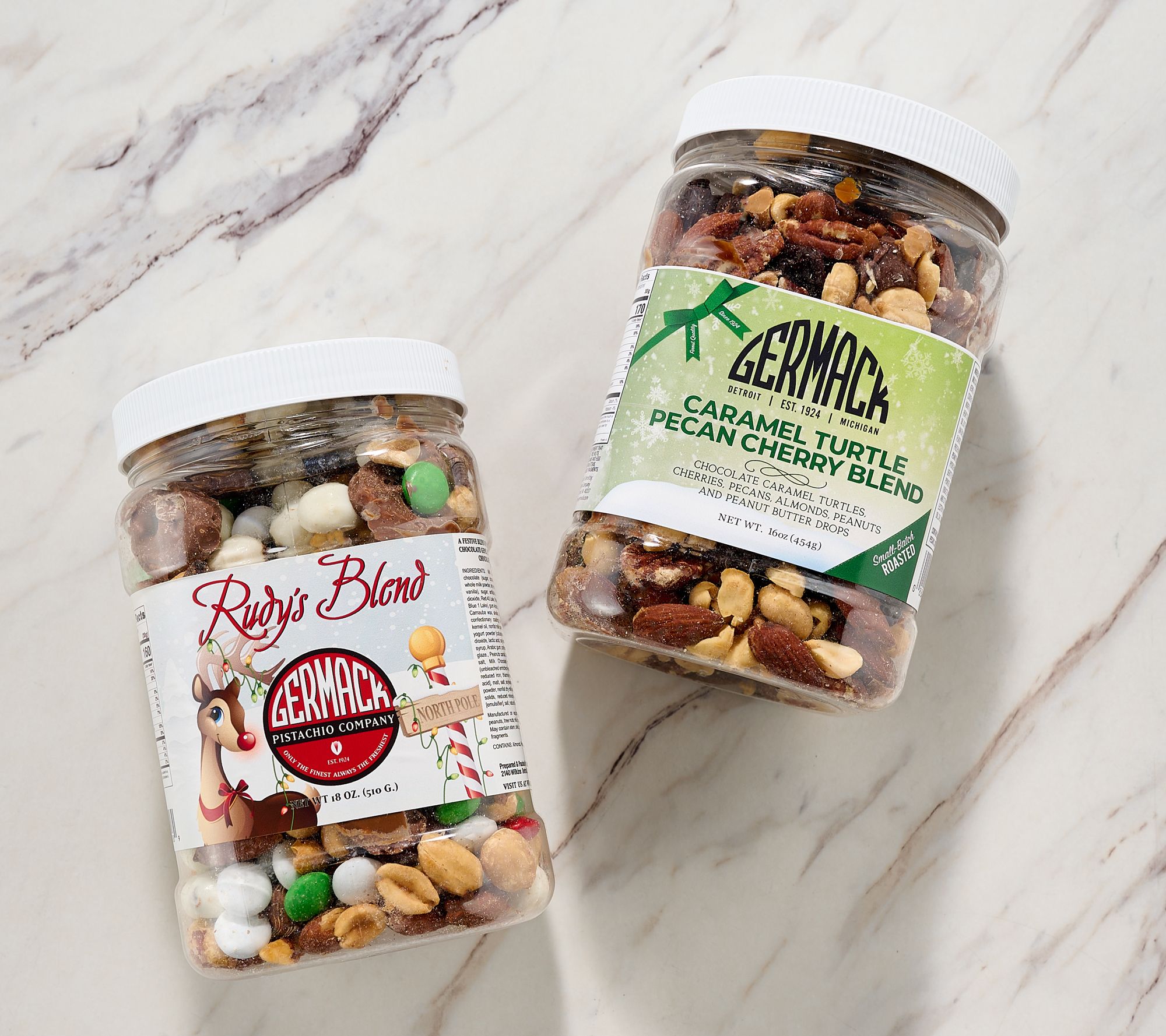 Germack (2) Jar Set 18oz and 16oz Holiday Nut Mixes - QVC.com