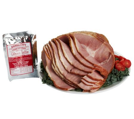 Kansas City 7-8.25 lb. Spiral Sliced Ham with Choice of Glaze Mix - QVC.com
