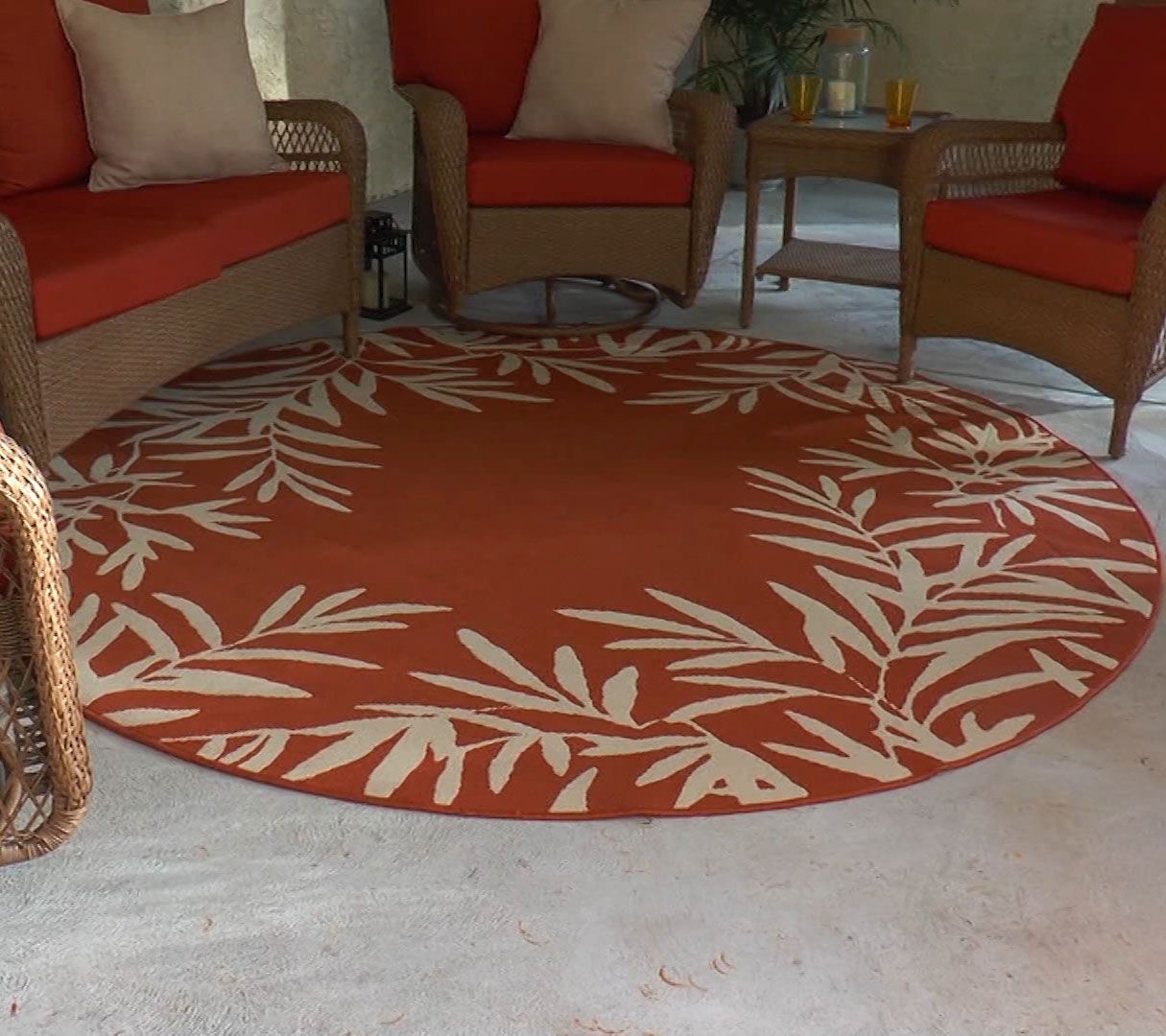Tommy Bahama 94" Round Fern Rug Indoor/Outdoor Fern Rug - QVC.com