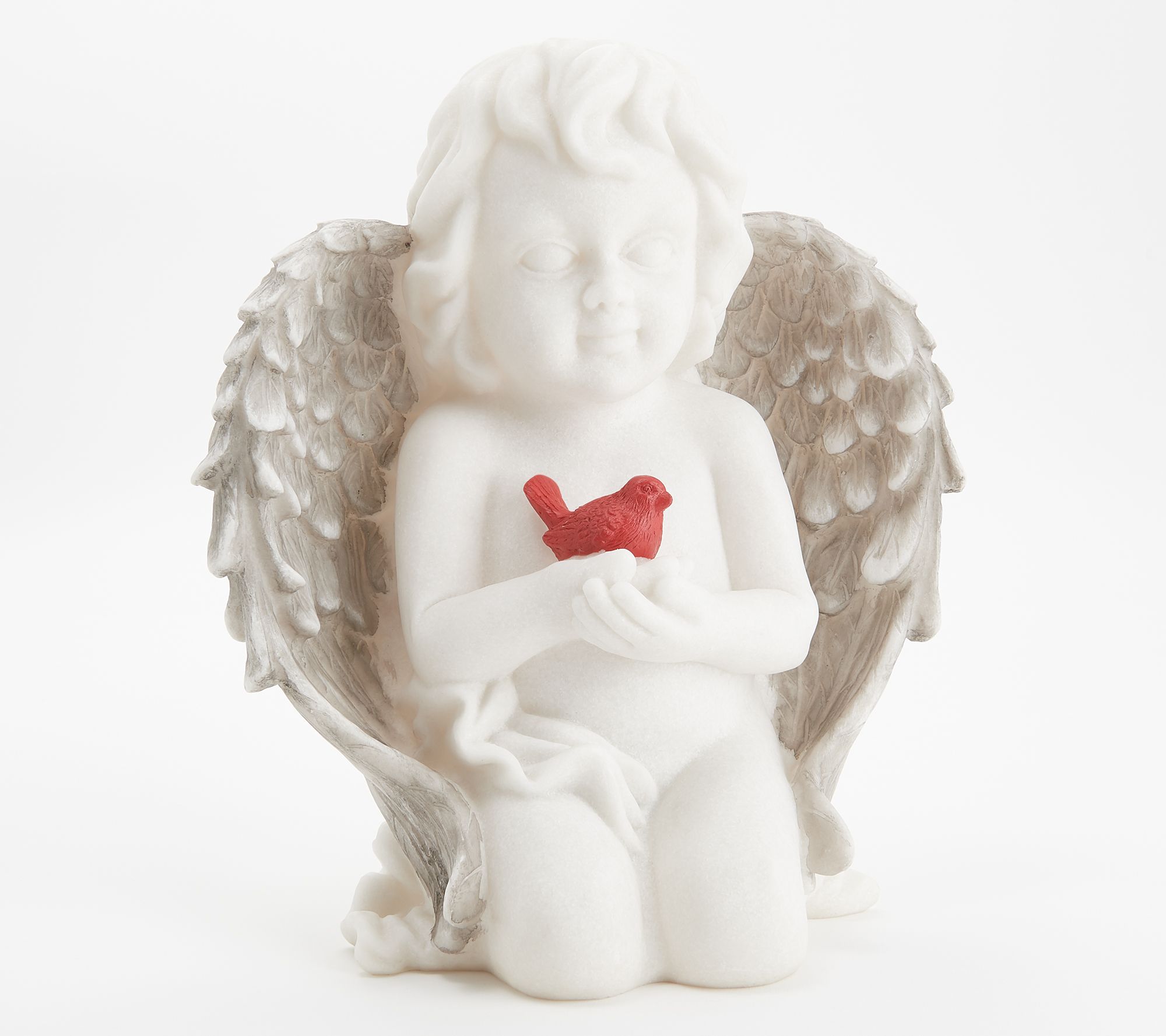 Barbara King Antiqued Sandstone Angel with Cardinal in Hand - QVC.com