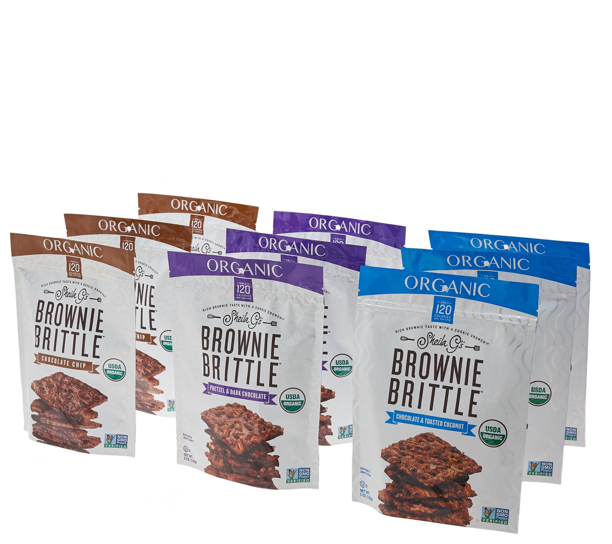 Sheila G's (9) 5-oz bags Organic Brownie Brittle - QVC.com