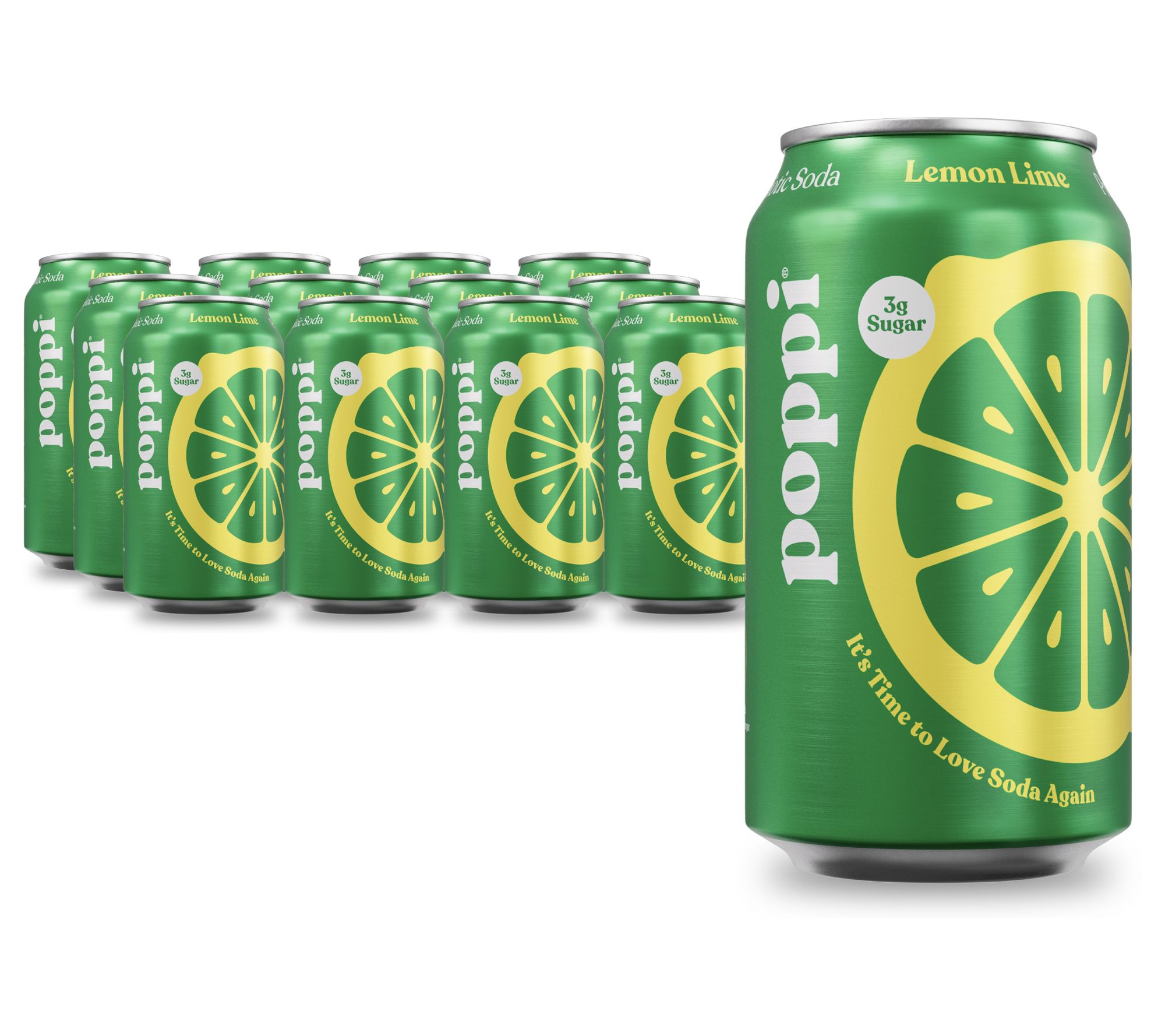 Poppi (12) 12oz Cans Prebiotic Soda - Lemon Lime - QVC.com