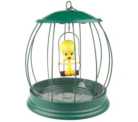 Tweety Bird Indoor/Outdoor Hand-Painted Swinging Birdcage Feeder - QVC.com