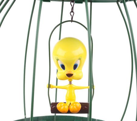 Tweety Bird Indoor/Outdoor Hand-Painted Swinging Birdcage Feeder - QVC.com