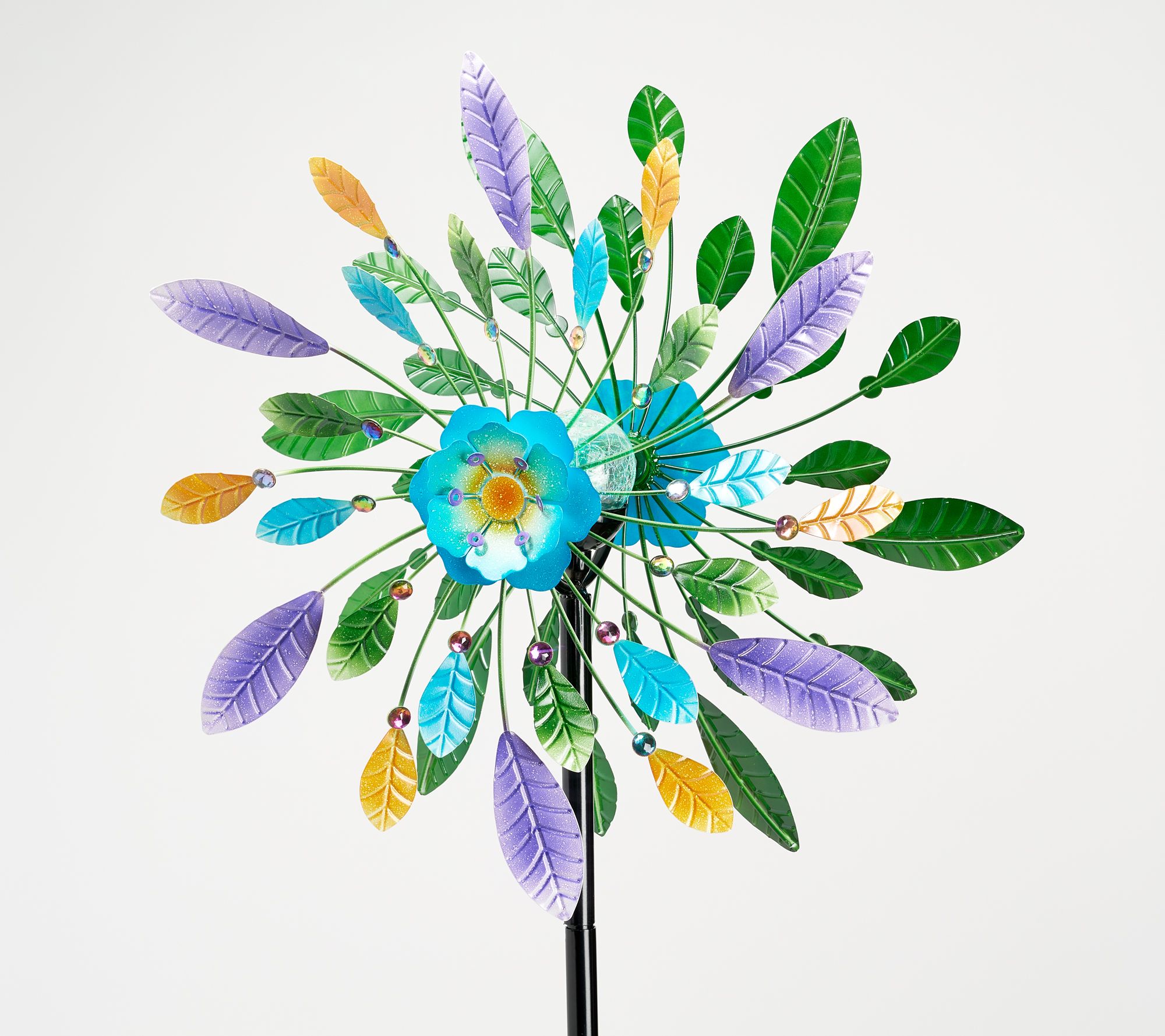 Compass Home Multi-Color Leaf Solar Wind Spinner - QVC.com