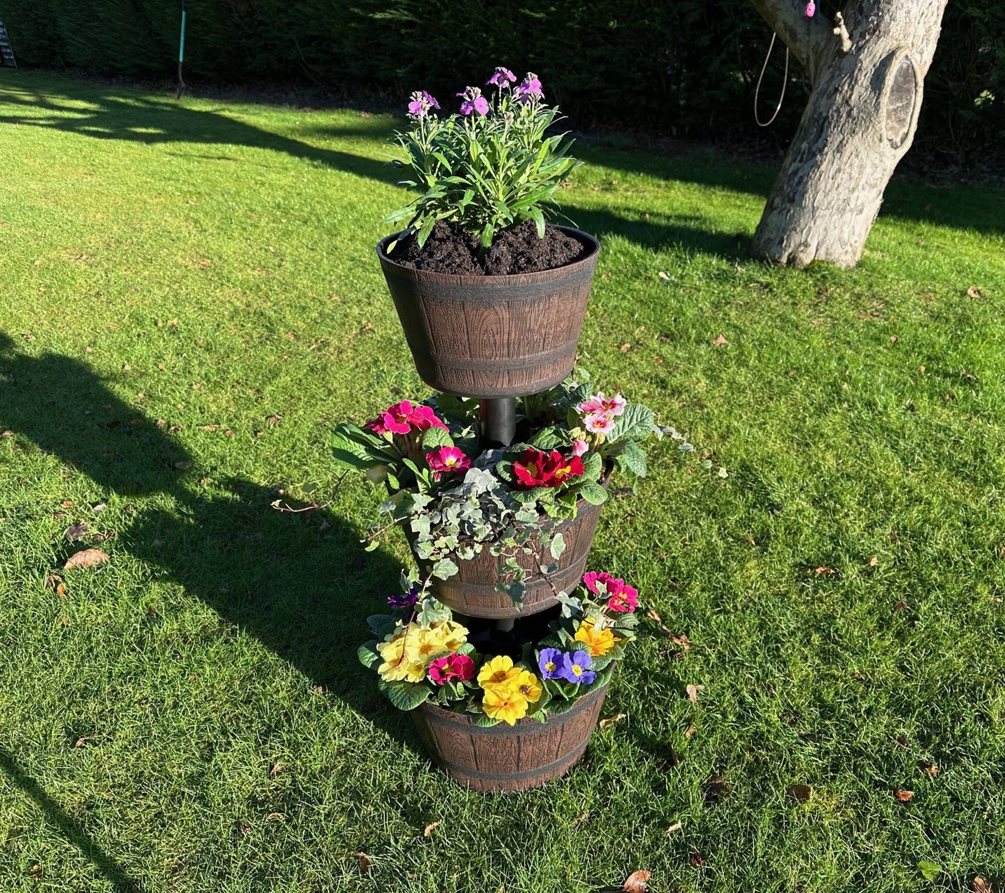 Jennings 3-Tier Whiskey Barrel Planter - QVC.com