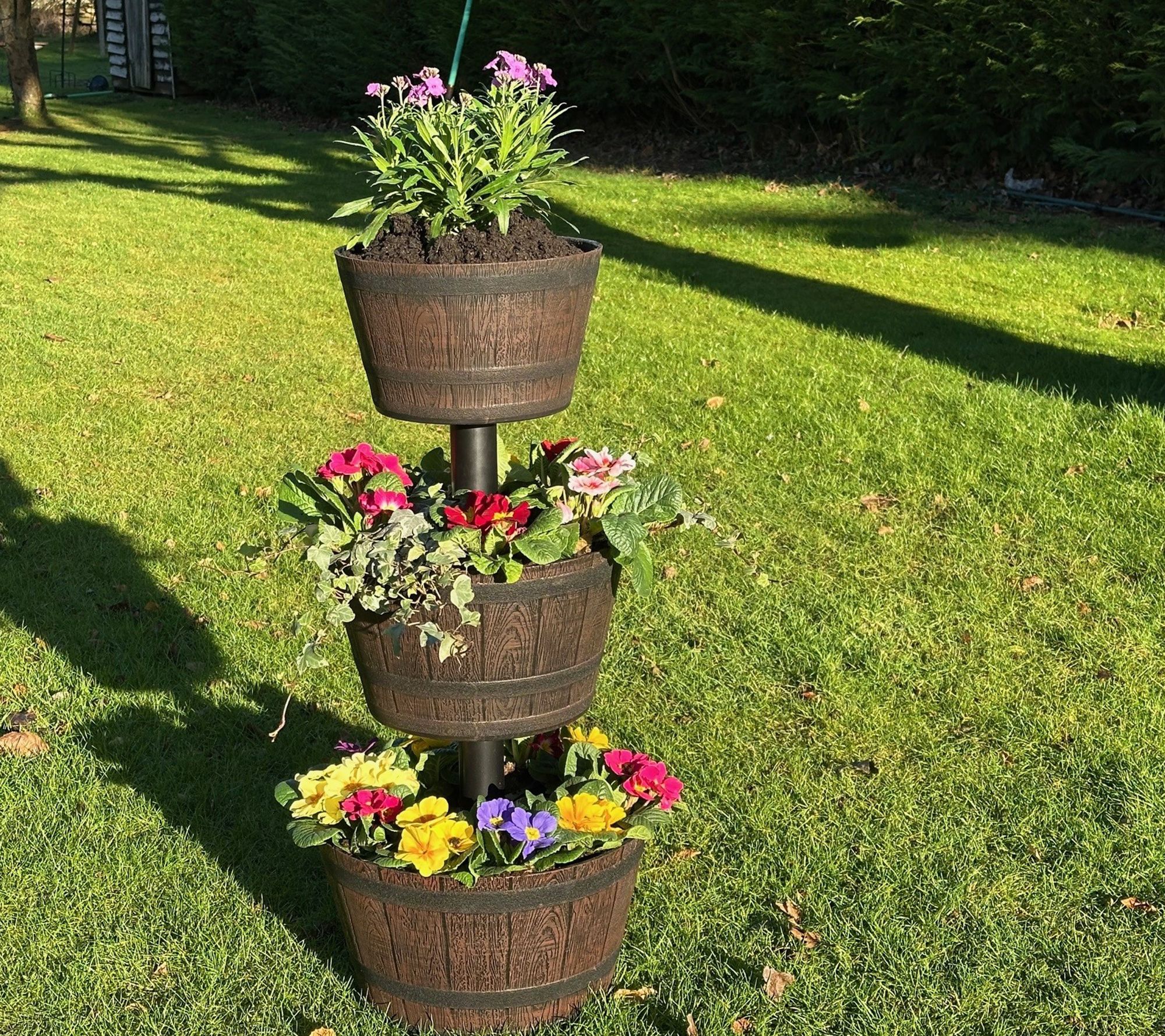 Jennings 3-Tier Whiskey Barrel Planter - QVC.com