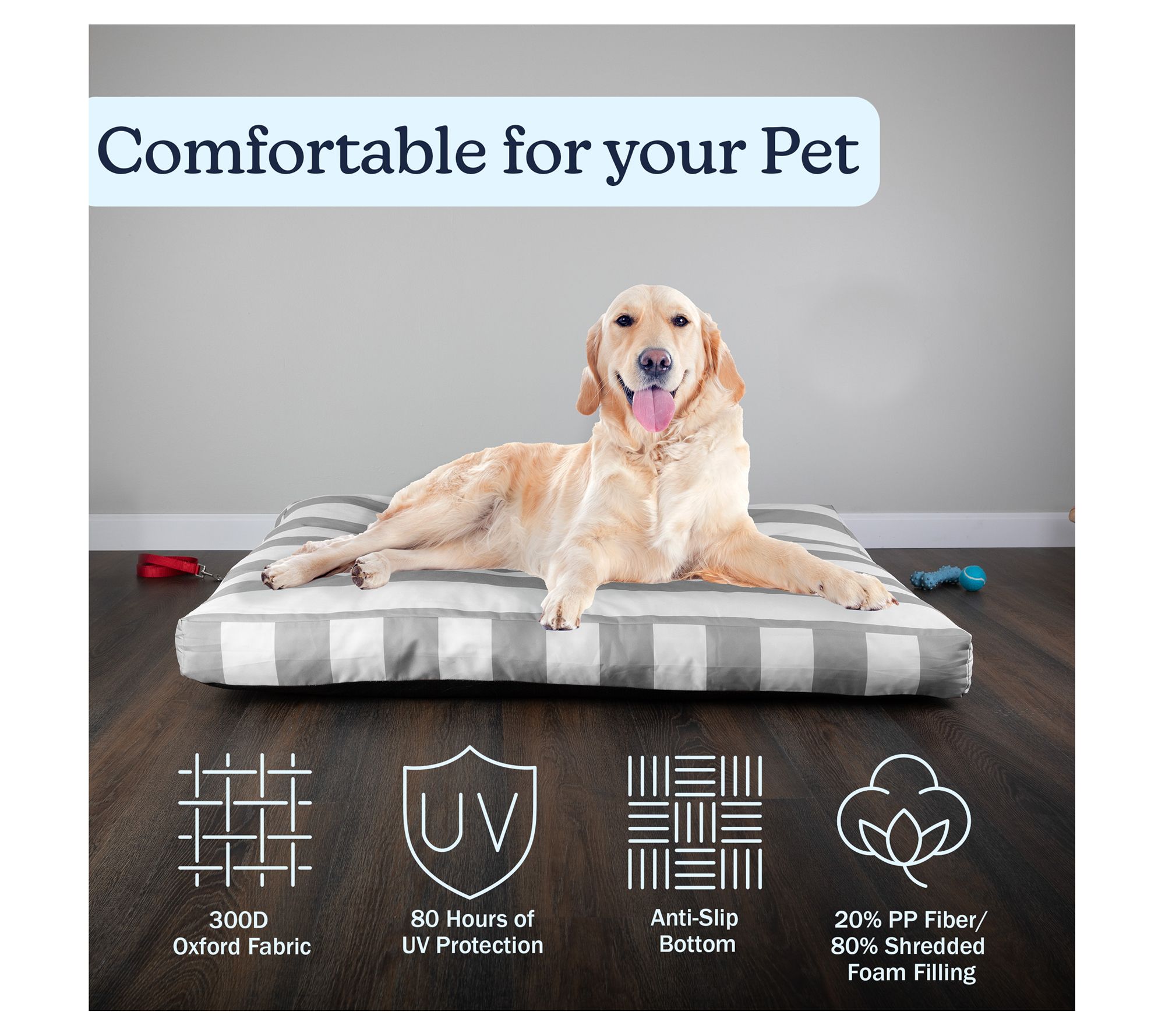 Petmaker Large Dog Bed with Water-Resistant Removable Cover - QVC.com
