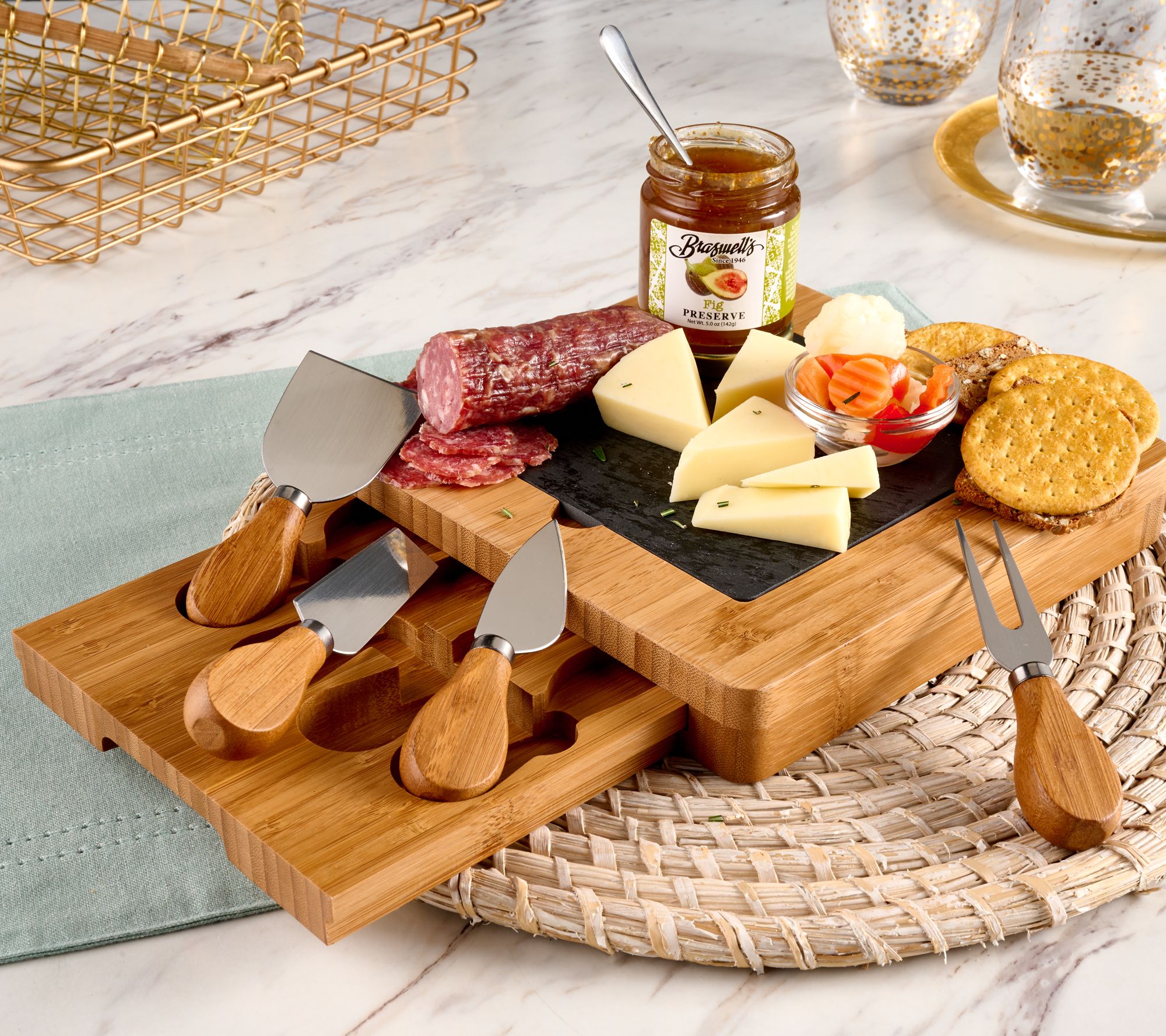 SH12/8 Sergio's 9-pc Charcuterie Set w/ Cheese & Salami - QVC.com