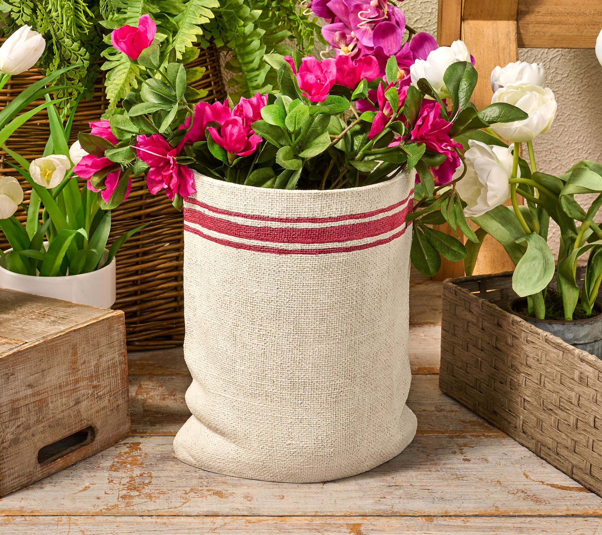 "As Is" Girl Next Door Polyresin Faux Vintage Flour Sack Planter - QVC.com