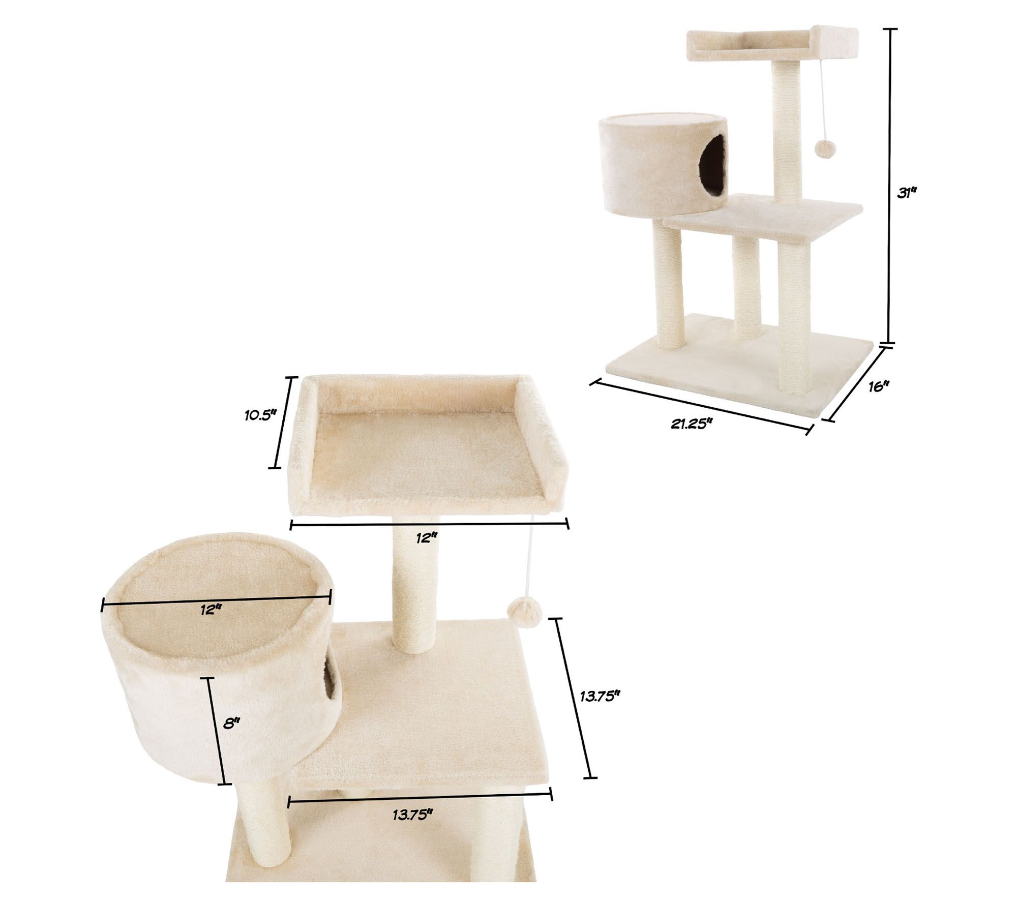 PETMAKER 3-Tier Cat Tree 31" Cat Tower - QVC.com