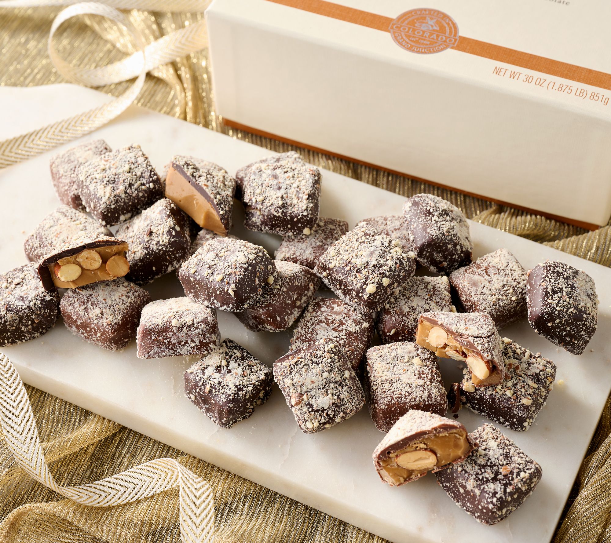 Enstrom 1.8lb of Dusted Almond Toffee Petites with Gift Box - QVC.com