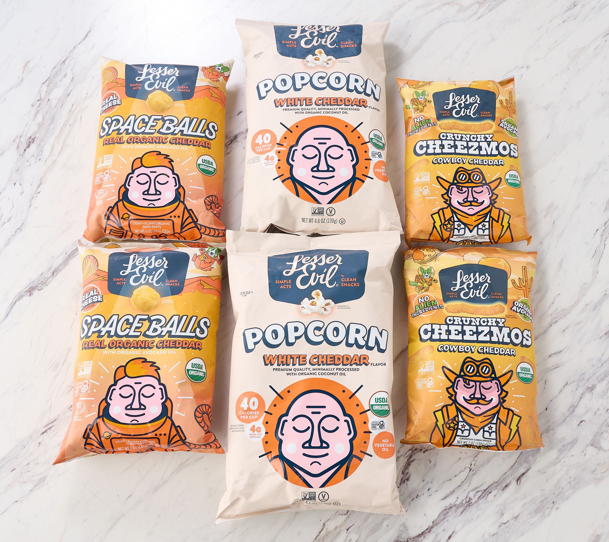 Lesser Evil (6) 4.6oz Bags Cheezy Crunchy Snack Assortment - QVC.com