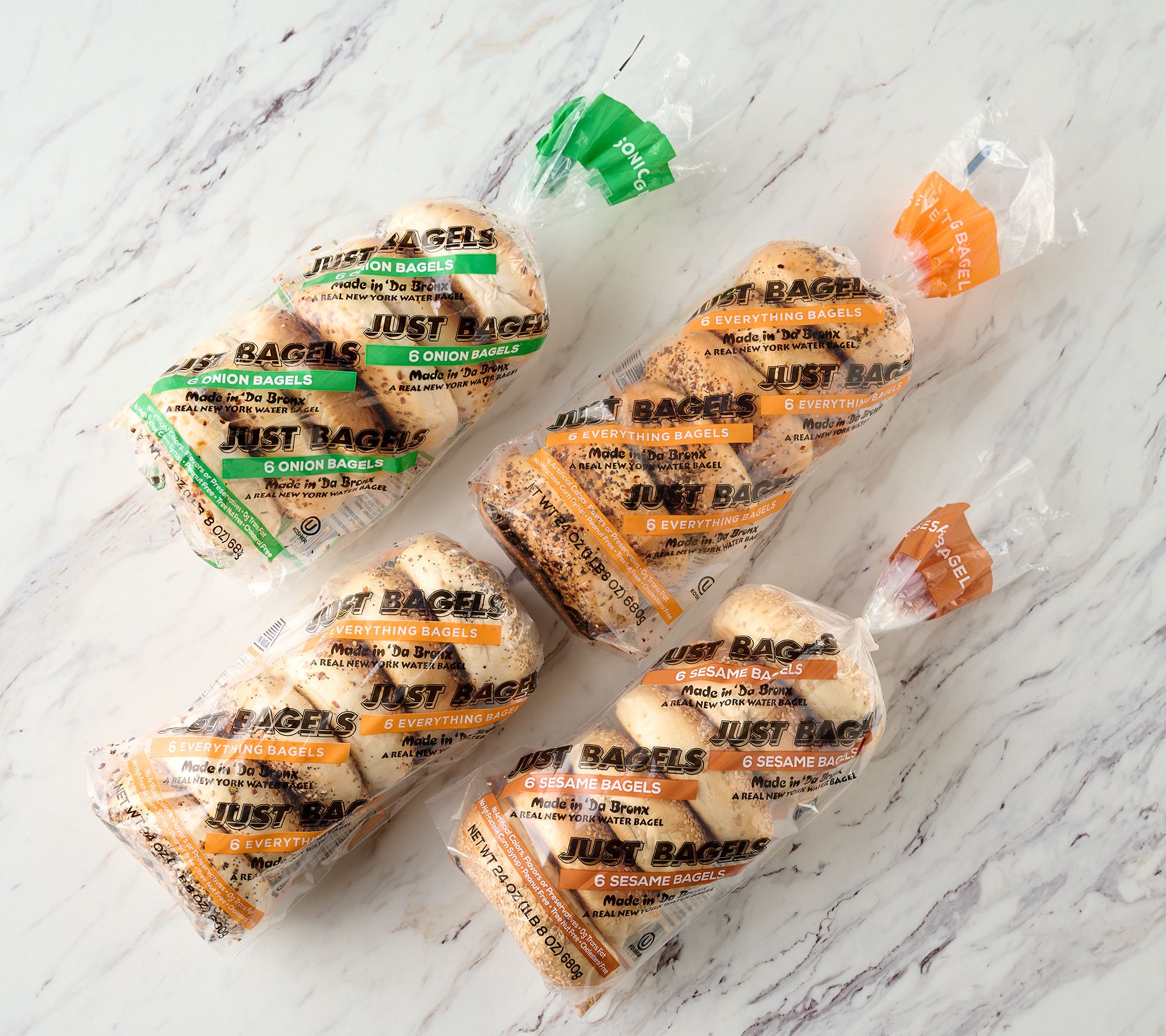 Just Bagels (24) 4 oz. NYC Kettle Boiled Bagel Sampler - QVC.com