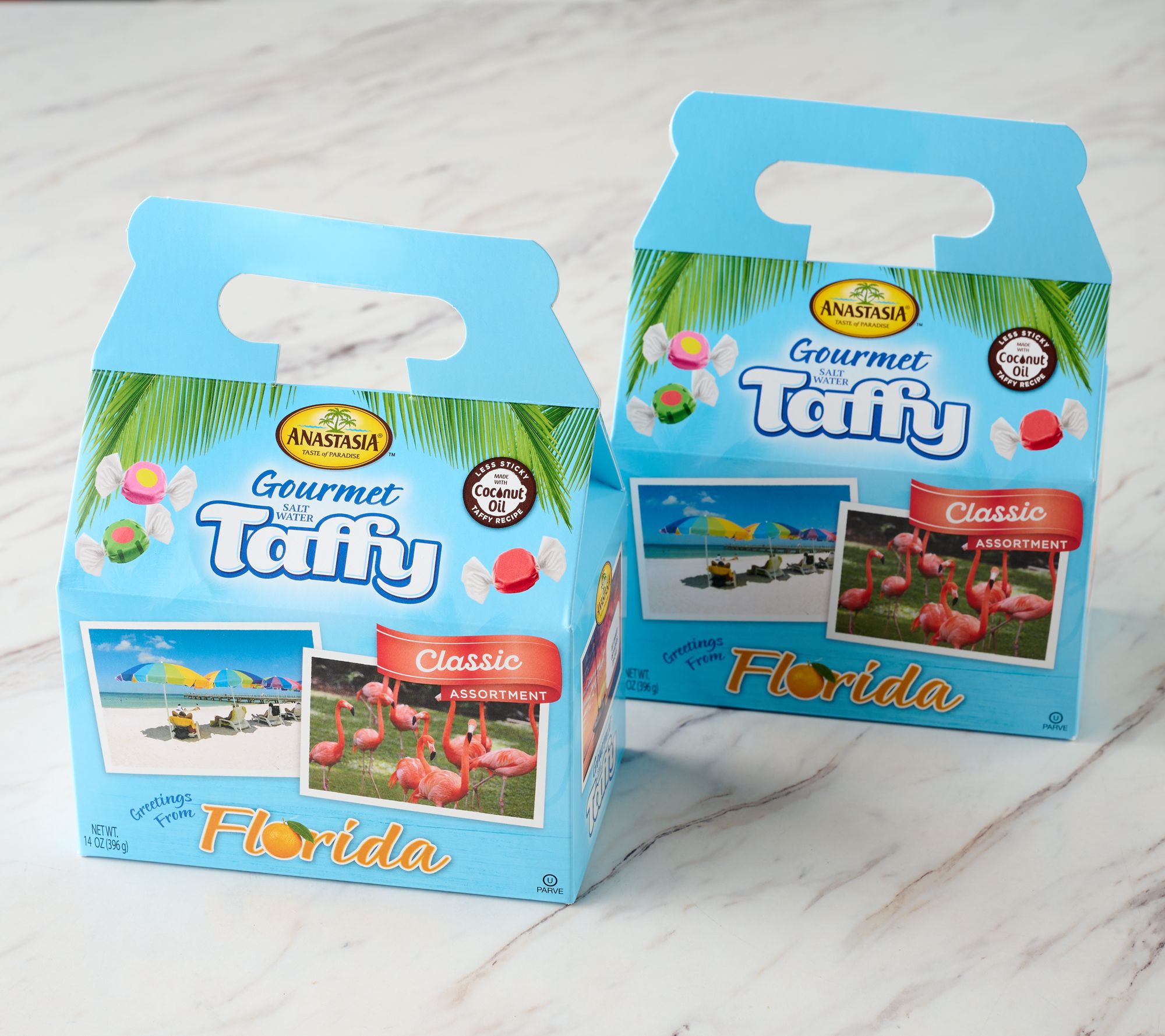 Anastasia Confections 110pc Salt Water Taffy in (2) Tote Boxes - QVC.com