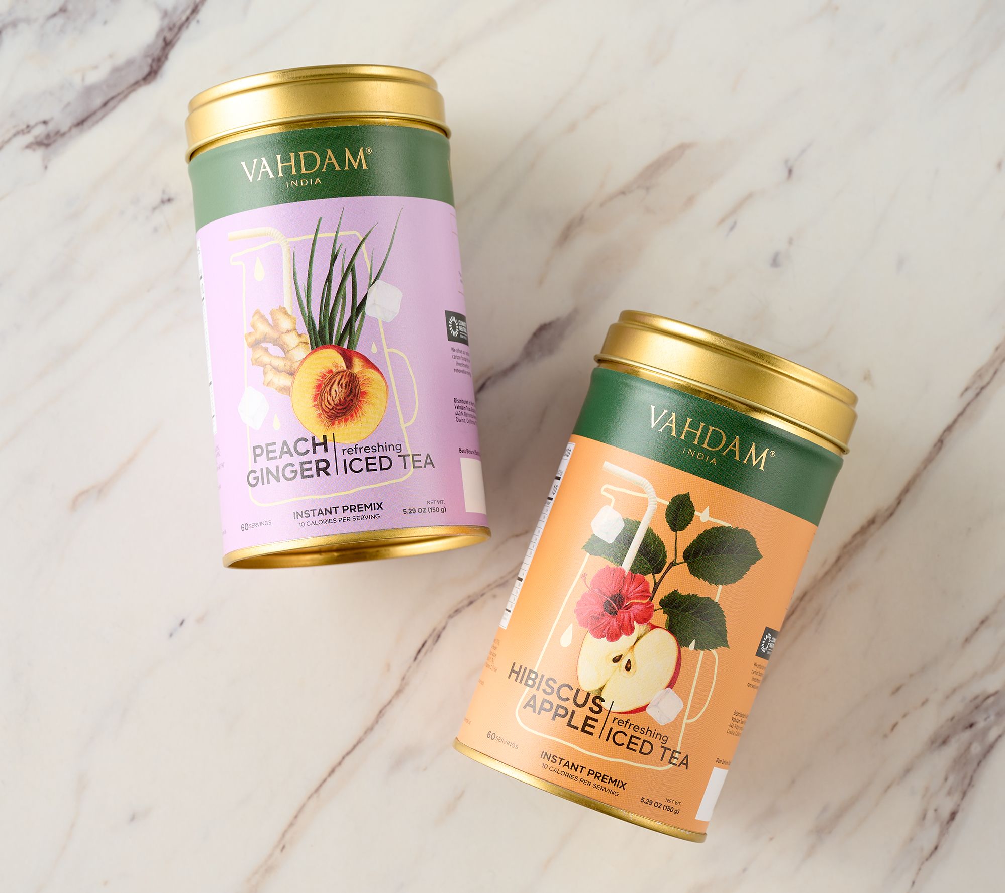 Vahdam India (2) Canisters Stir-In Sweet Tea Powder Mixes - QVC.com