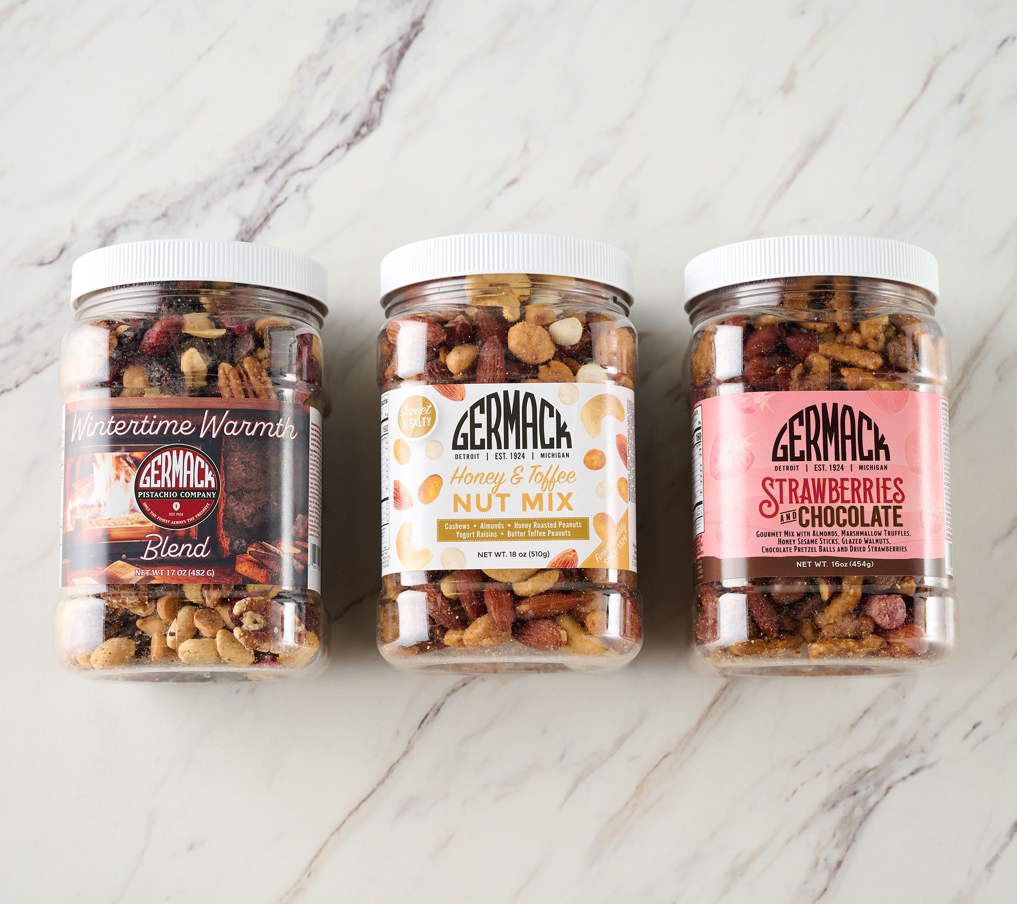 Germack (3) Jar Set Cozy Winter Delights Nut Mix Trio - QVC.com