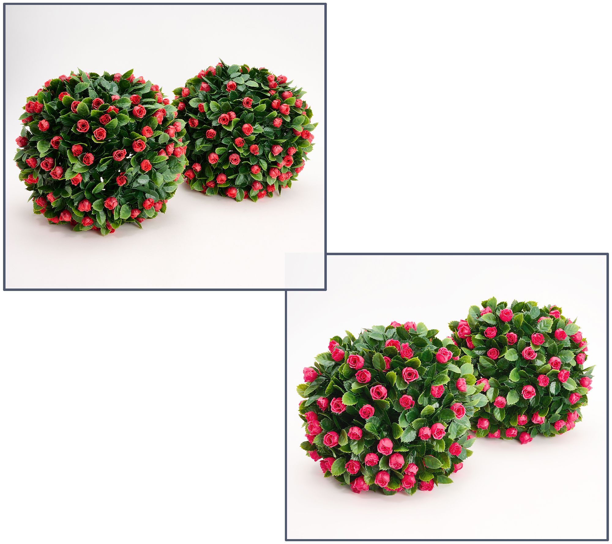 Wicker Park Set of 2 11" or 13" Faux Rose Garden Spheres - QVC.com