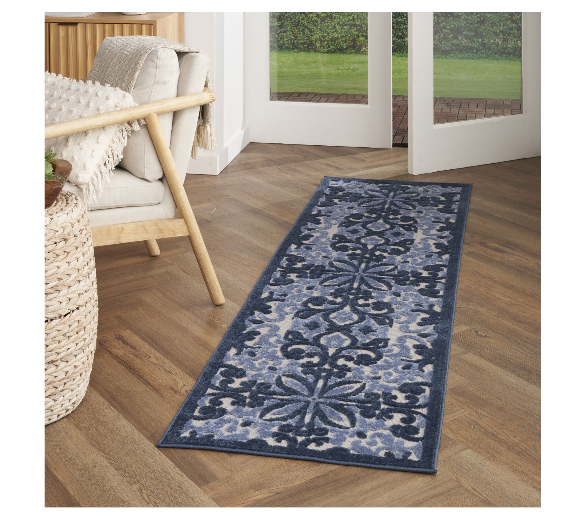 Nourison Home Modern Demask Print Indoor/ Outdoor 2'2" x 7'6" Rug - QVC.com
