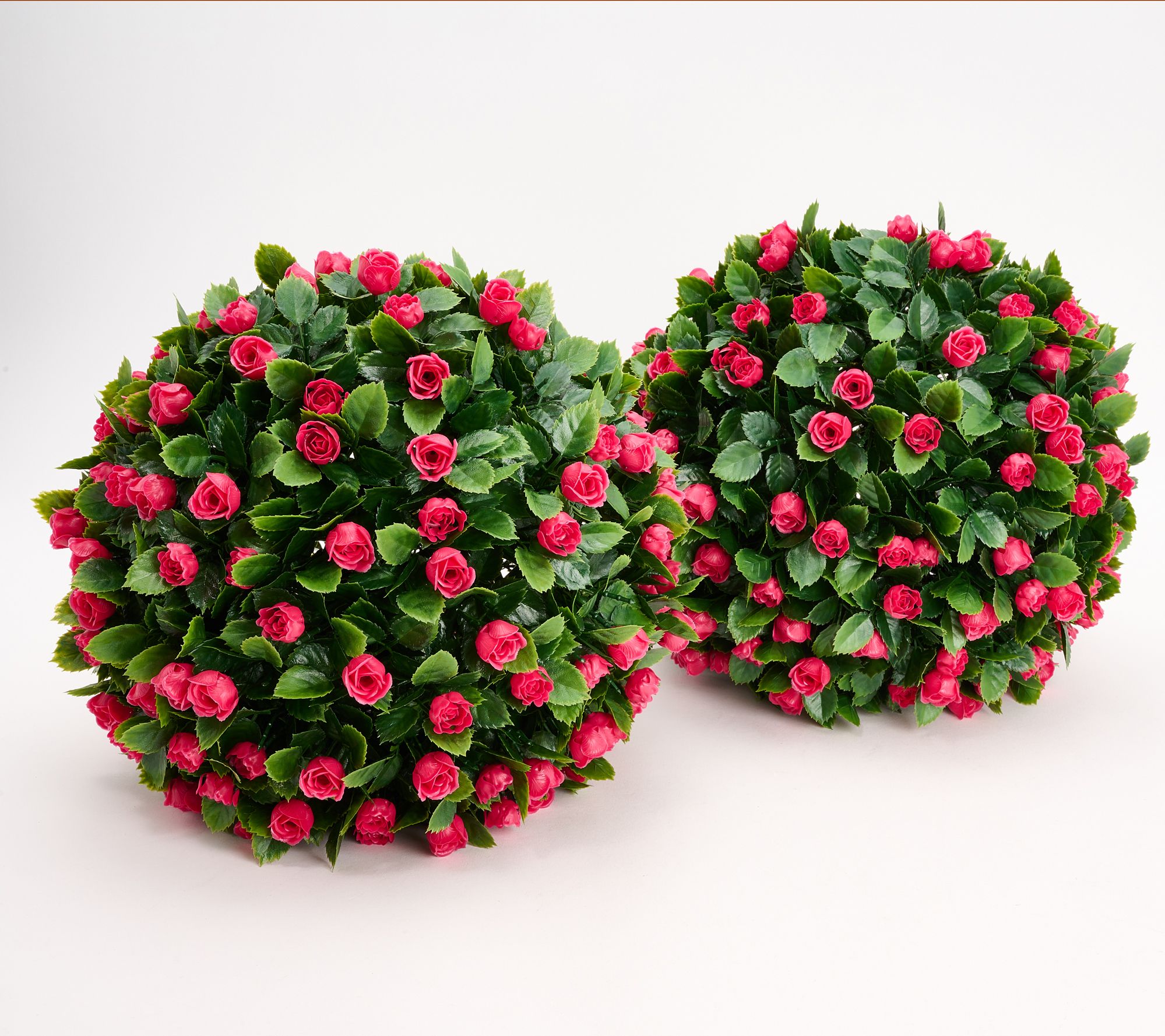 Wicker Park Set of (2) 13" Faux Rose Garden Spheres - QVC.com