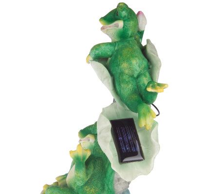 Solar Powered Frogs Statuette w/ Color Changing Lantern - QVC.com