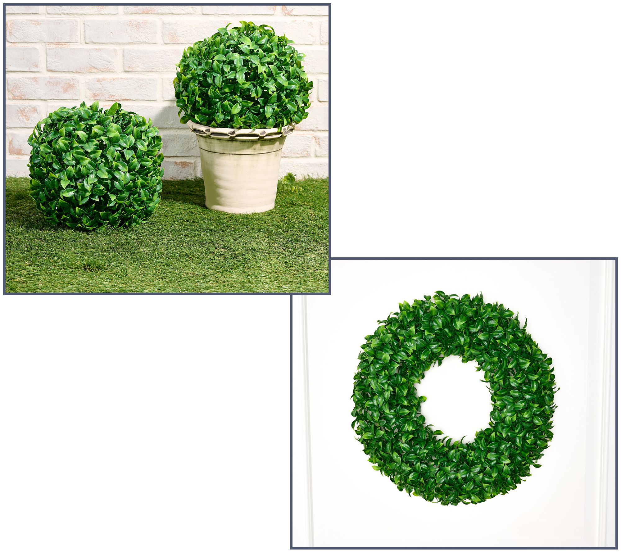 Wicker Park Choice of Faux Ficus Wreath or Garden Spheres - QVC.com