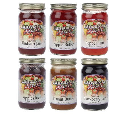 Lancaster Fresh (6) 8oz. Jars Assorted Preserves and Spreads Sampler ...