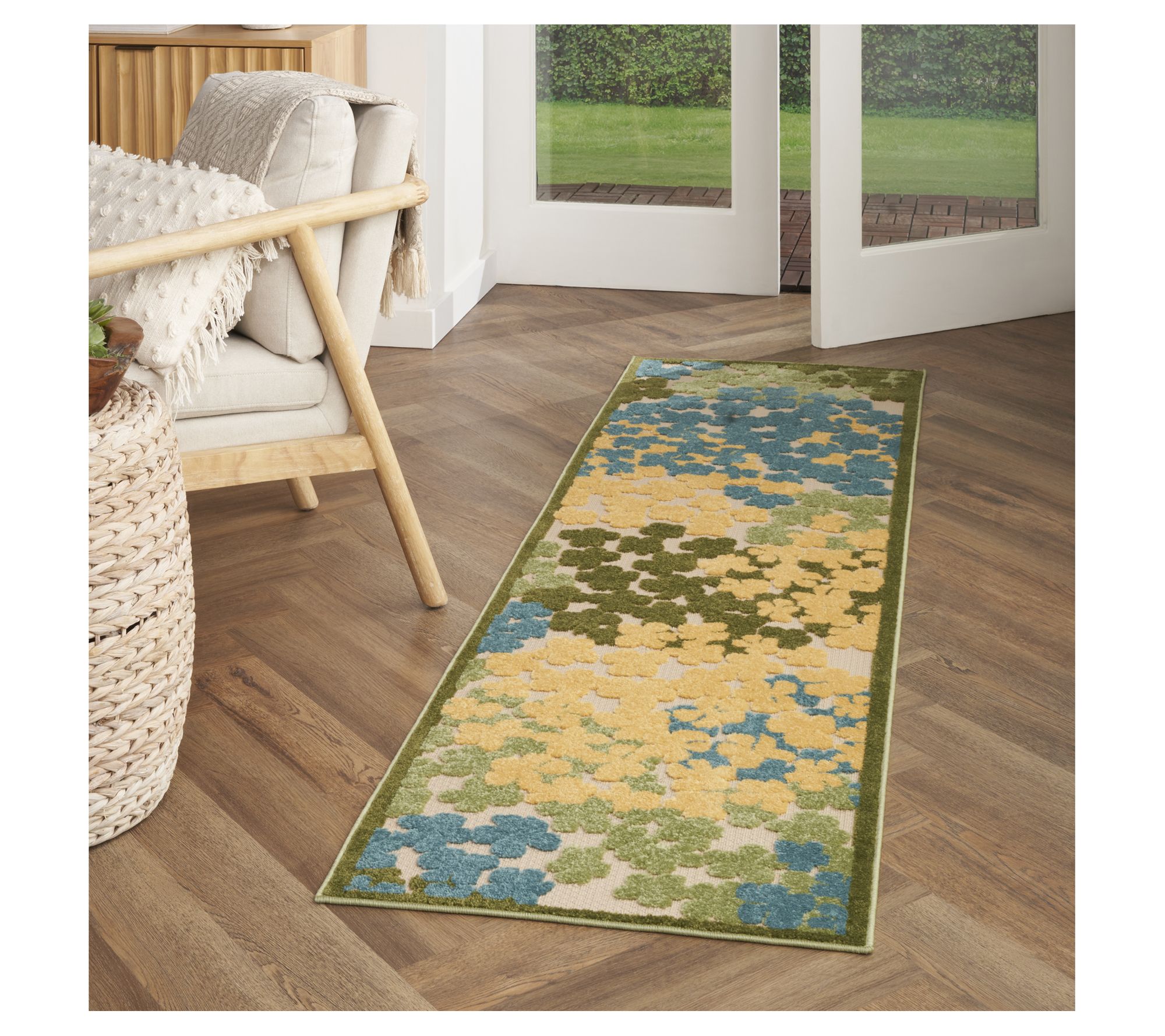 Nourison Home Hydrangea Print Indoor/Outdoor 2'2" x 7'6" Rug - QVC.com