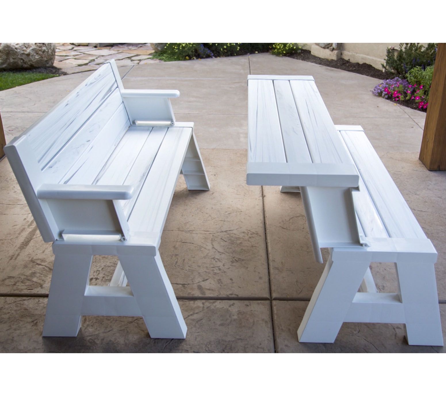 Convert-A-Bench Faux Wood Outdoor 2-in-1 Bench-to-Table w/ 5 Year LMW ...