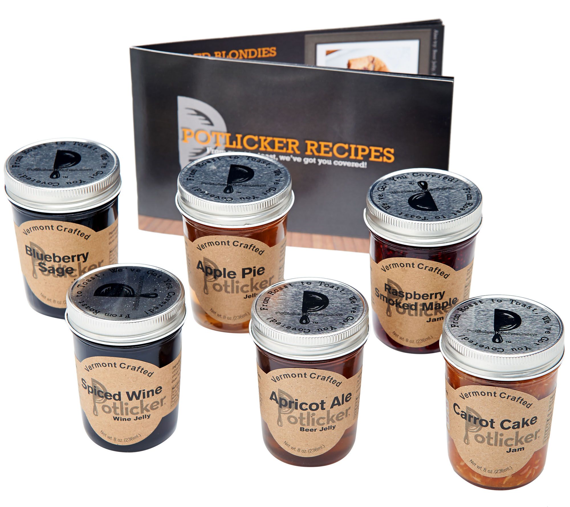Potlicker Kitchen Set of 6 Gourmet Jams with Recipes - QVC.com