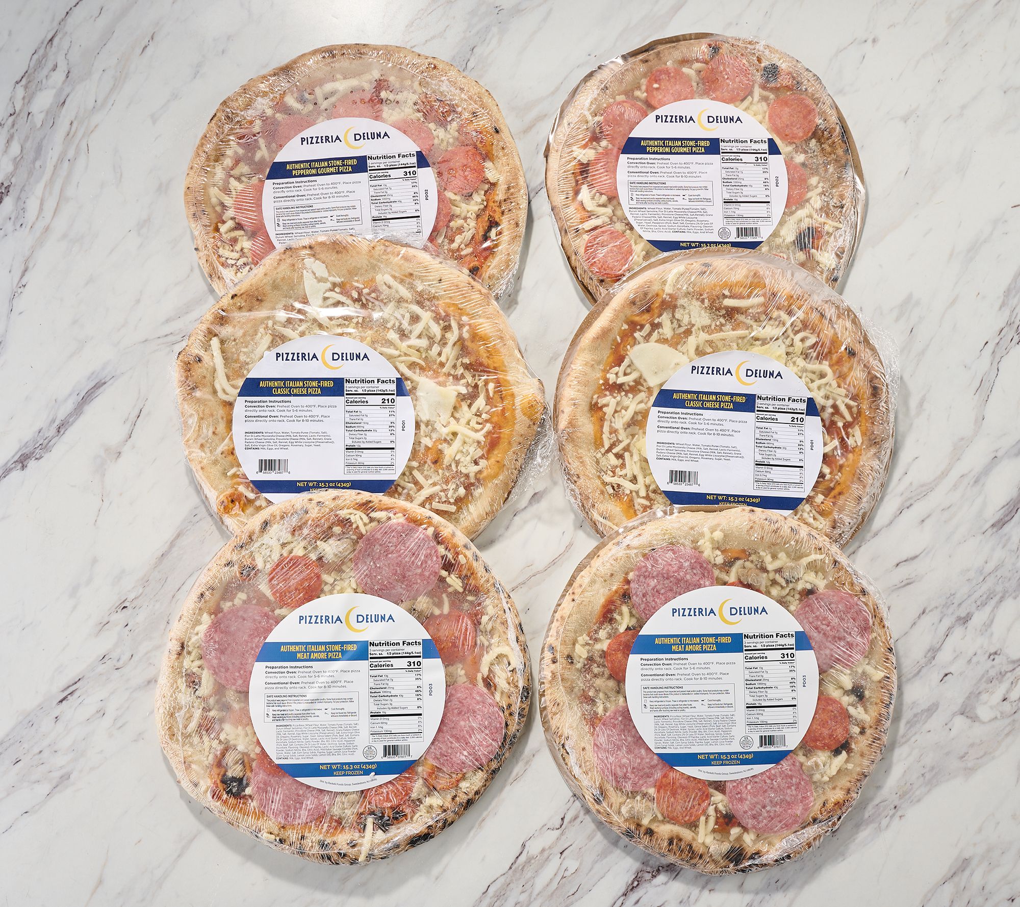 Pizzeria Deluna (6) Authentic Italian 12'' Stone-Fired Gourmet Pizza ...