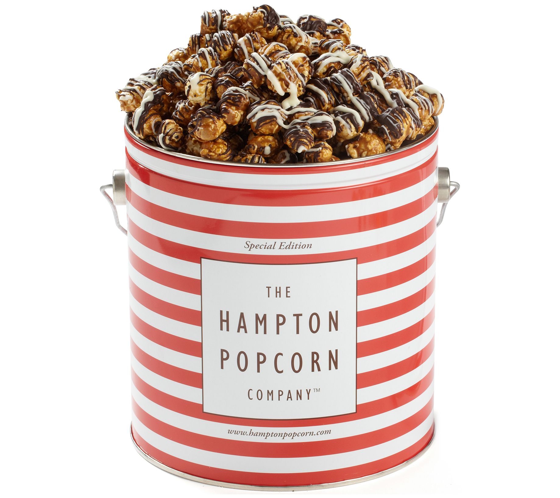 Hampton Popcorn White and Dark Chocolate Swirl1-Gallon Tin - QVC.com