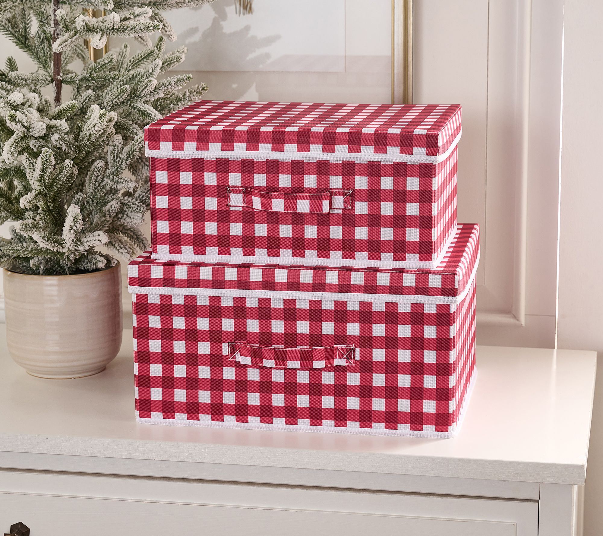 "As Is" Girl Next Door Set of 2 Gingham Storage Boxes - QVC.com