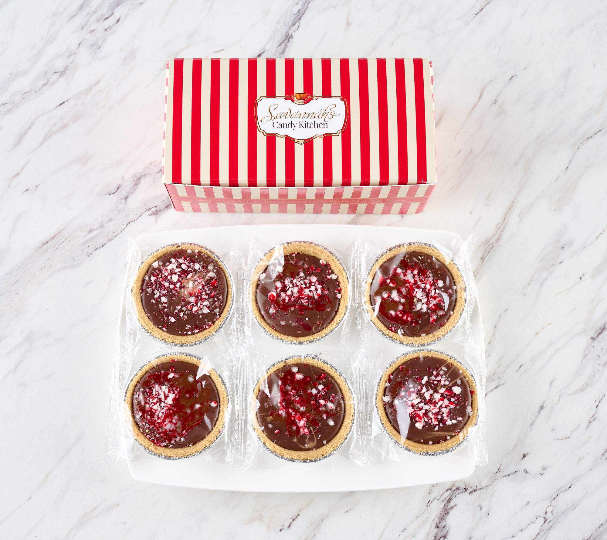 Savannah's Candy Kitchen (6) 3oz Peppermint Fudge Tarts - QVC.com