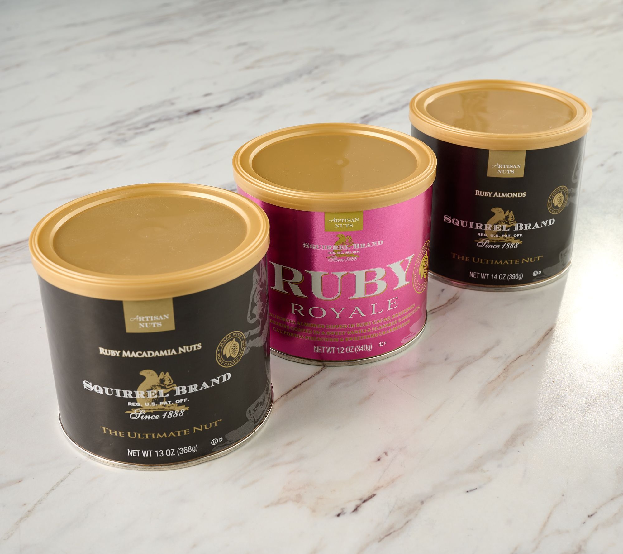 Squirrel Brand (3) Can Ruby Cacao Gourmet Nuts Trio - QVC.com