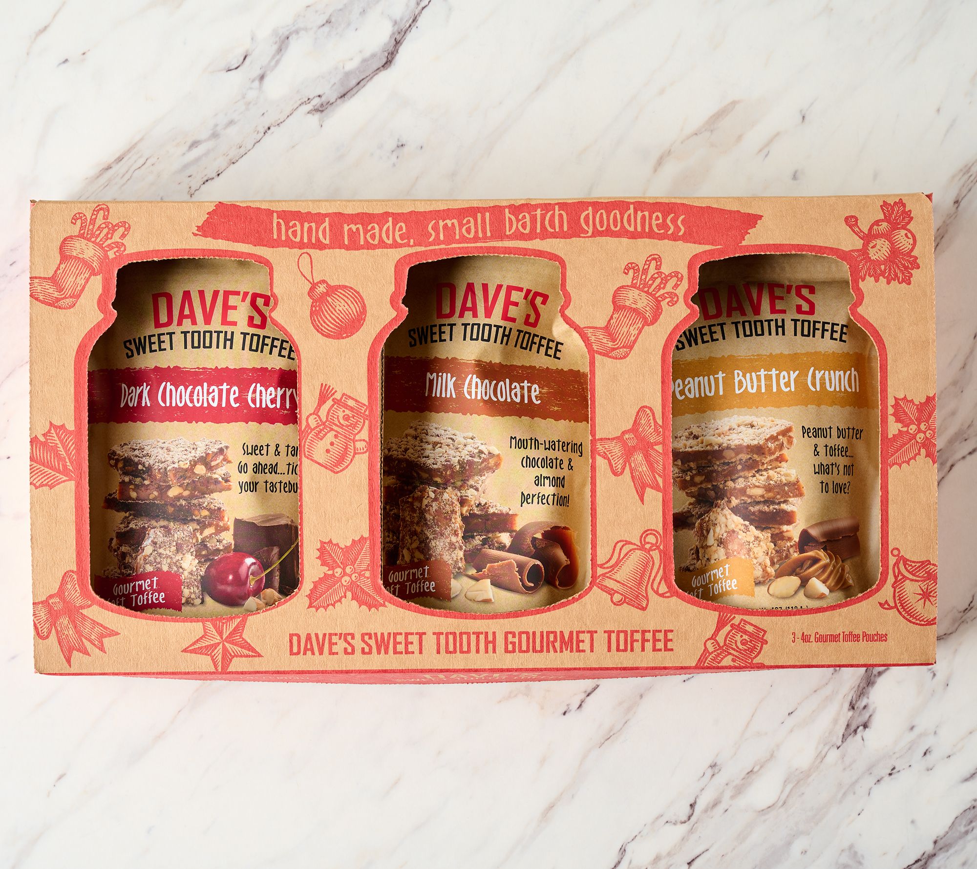 Dave's Sweet Tooth Gift Box w/ 3 Bags Soft Chocolate Toffee - QVC.com