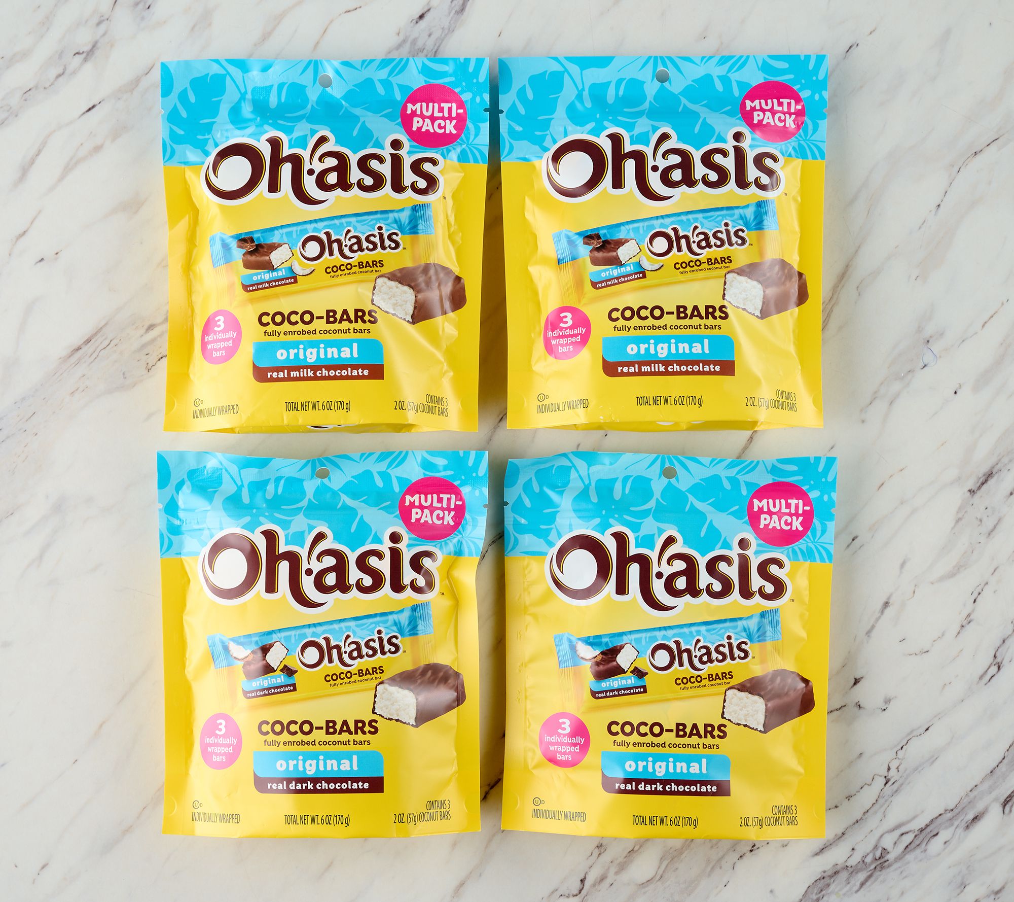 Oh!asis 24 Count Milk or Dark Chocolate Coconut Bars - QVC.com