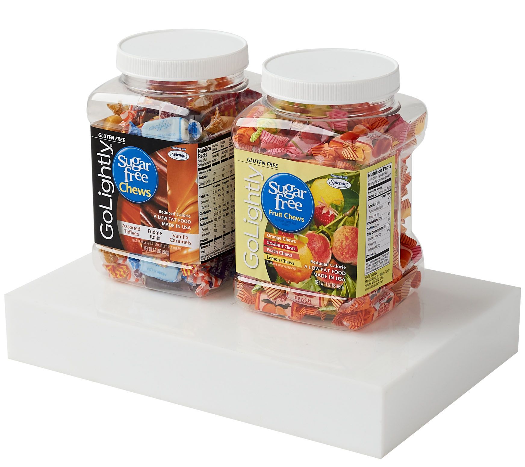 Go Lightly (2) 1.5 lb Jars of Sugar Free Chewy Candies Chewy Candies ...