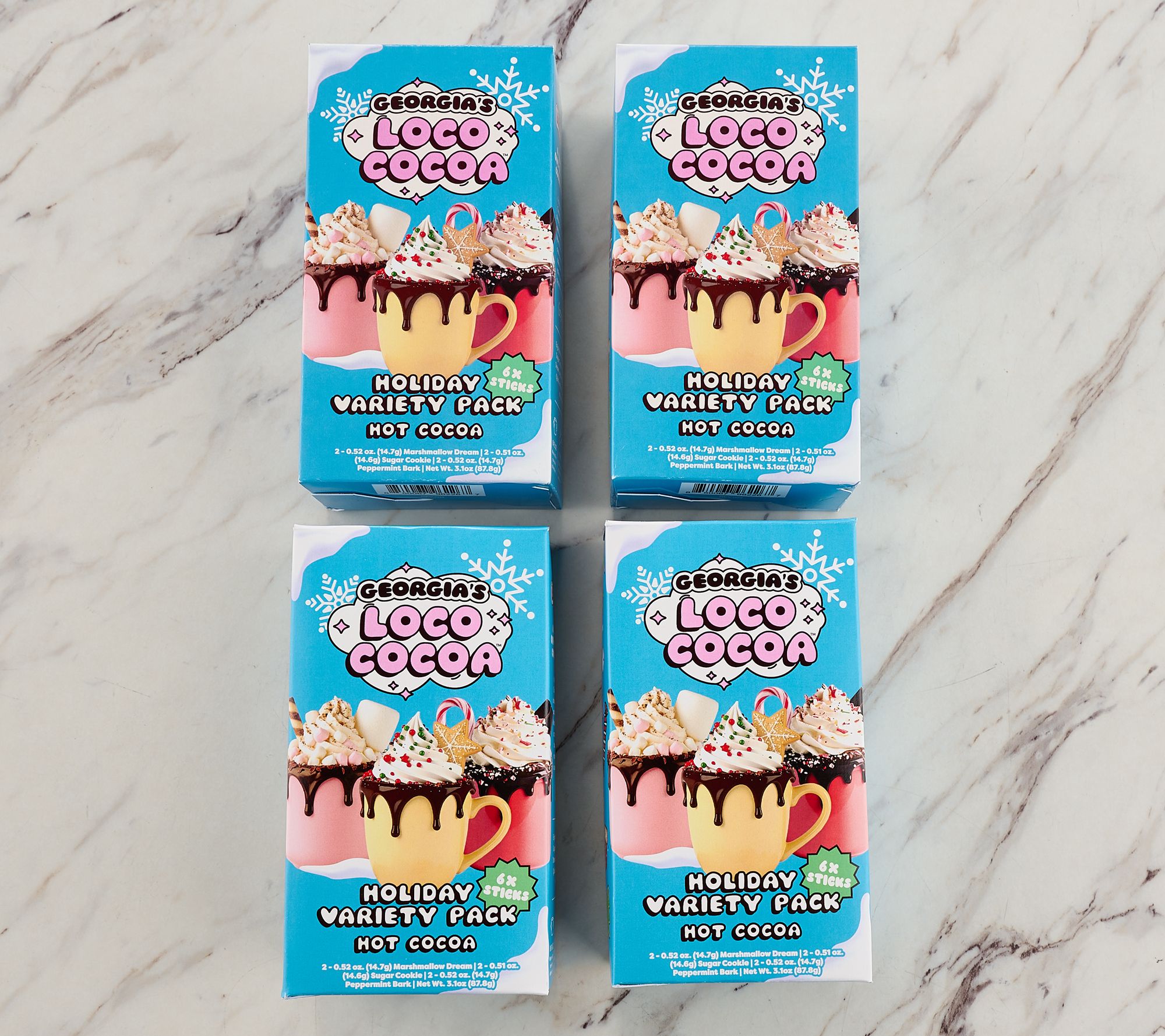 Georgia's Loco Cocoa (4) 6ct Hot Cocoa Mix Packets Variety Boxes - QVC.com