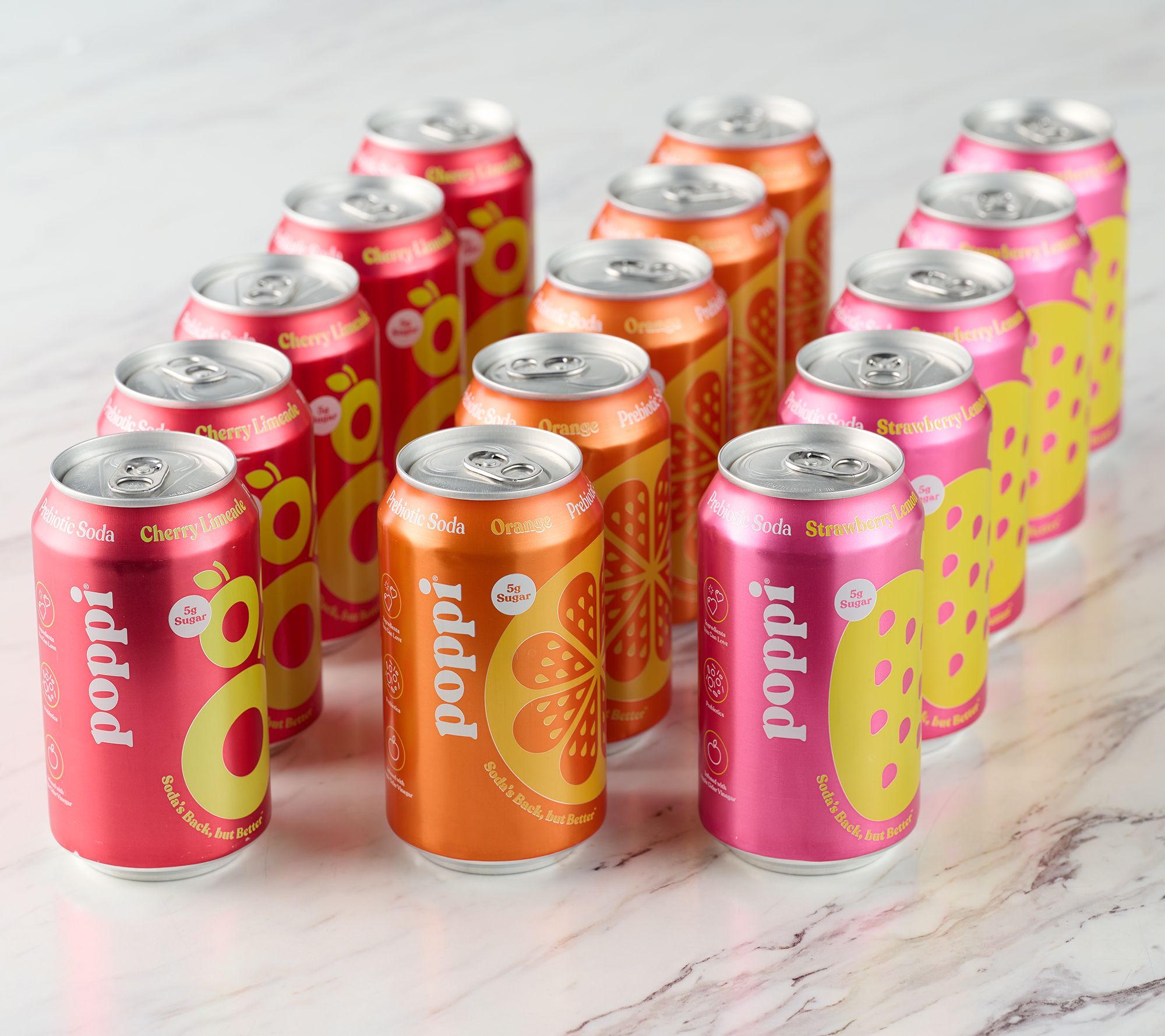 Poppi (15) 12oz Cans 5g Sugar Soda Fruity variety Pack - QVC.com
