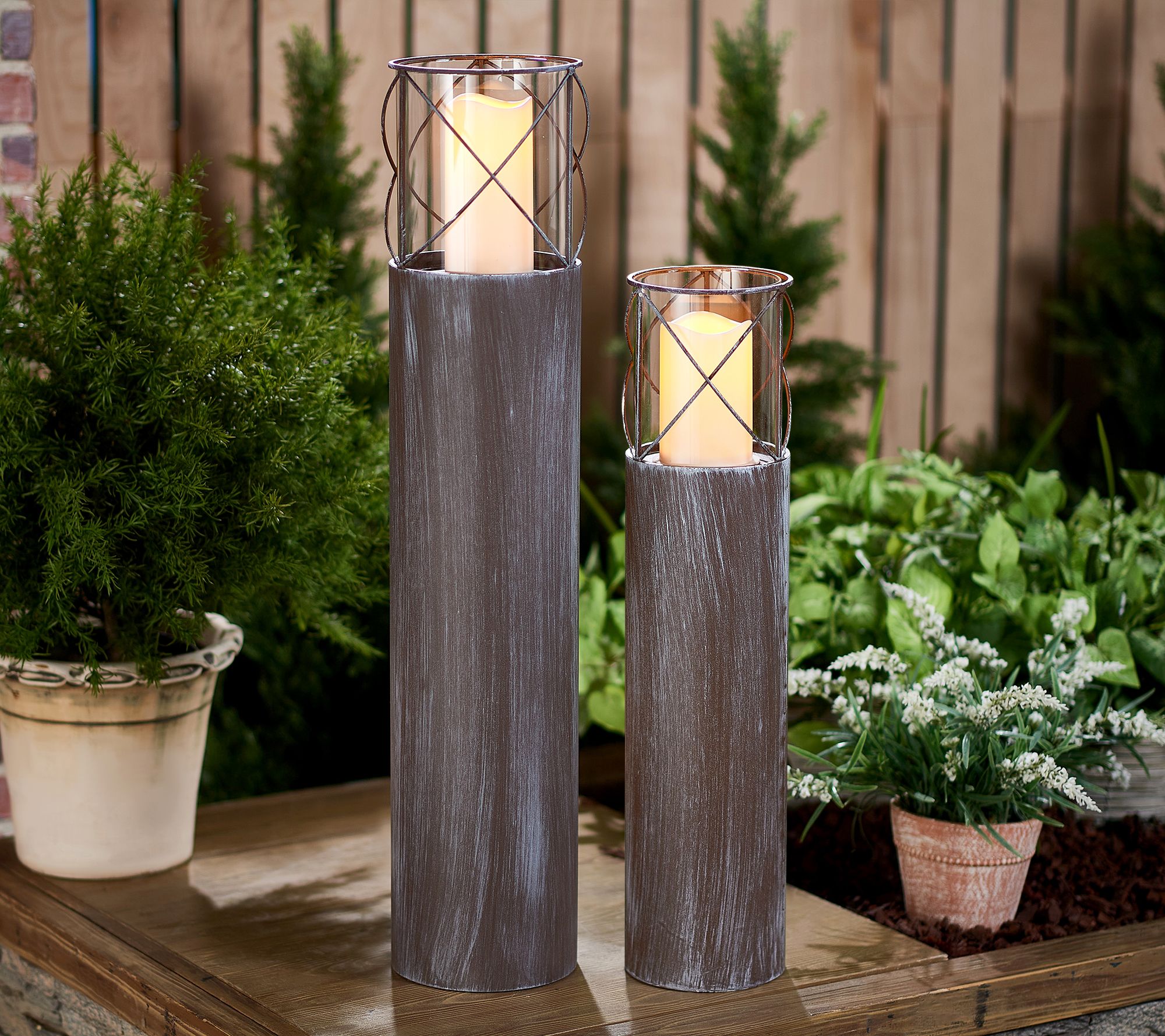 Garden Reflections Iron Candle Holder with LED Candle - QVC.com
