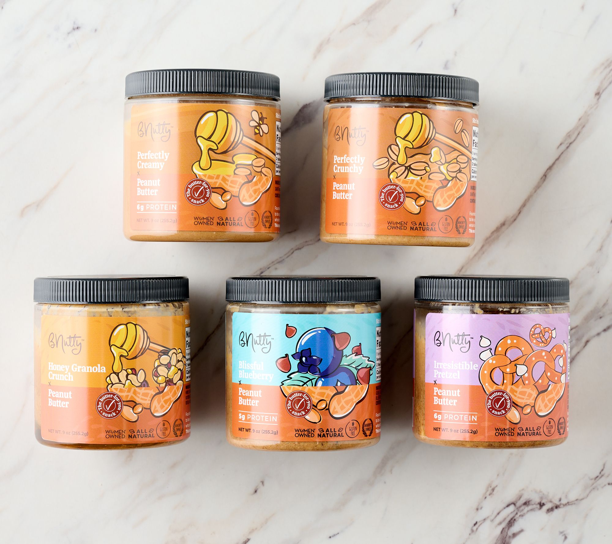 Bnutty (5) 9-oz Jars Summer Delight Gourmet Peanut Butters - QVC.com
