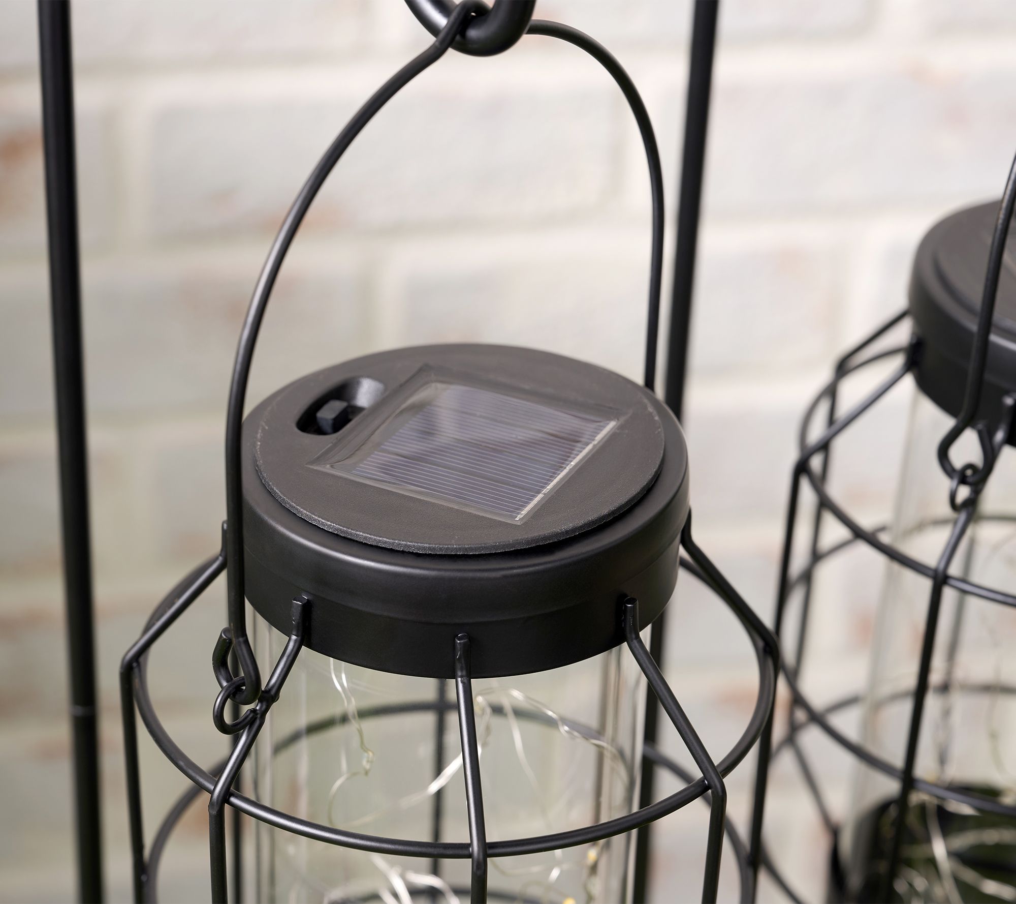 Garden Reflections S/2 Multifunctional Solar Lanterns with Hooks - QVC.com