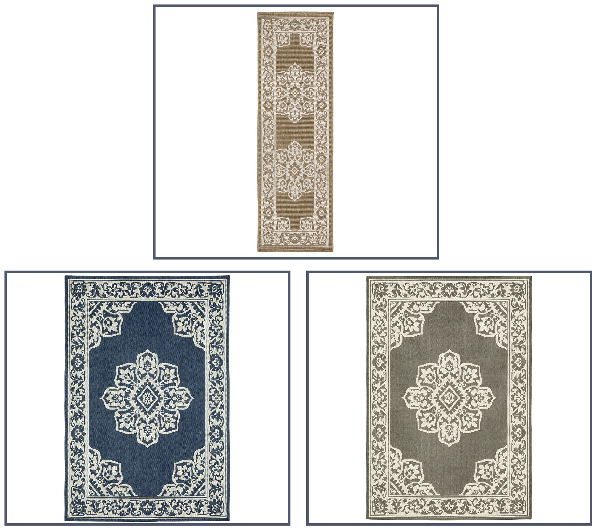 Veranda Living Medallion Reversible Rug - QVC.com